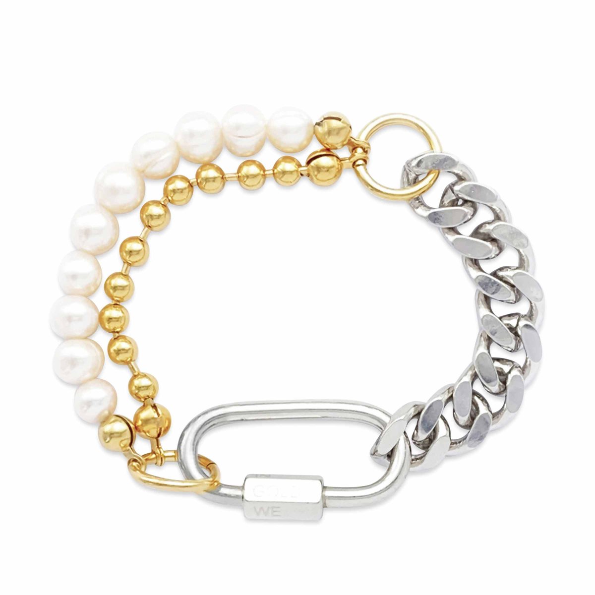 Cuban Bold & Thin With Pearls Bracelet Palladium / Gold / Pearls Palladium / Gold / Pearls | SUBTYPE