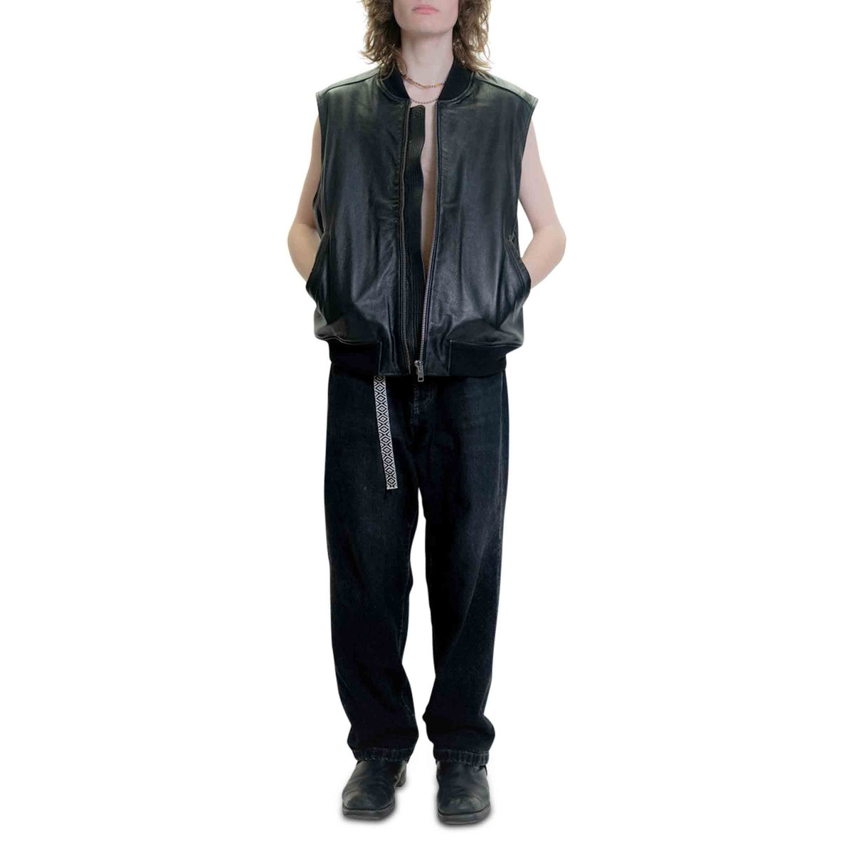LEATHER BOMBER VEST Black | SUBTYPE