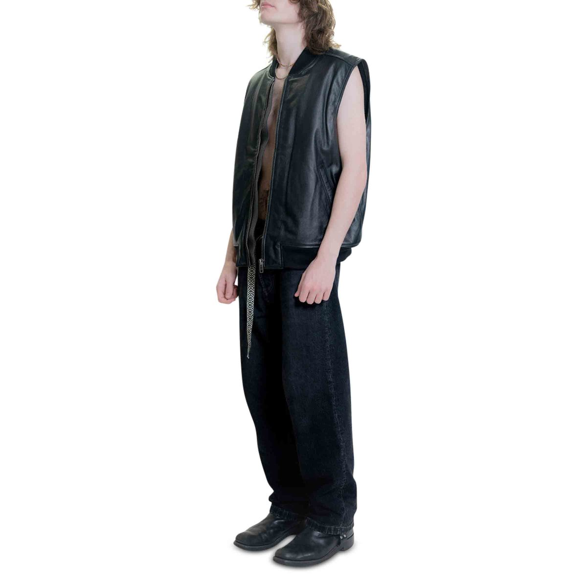 LEATHER BOMBER VEST Black | SUBTYPE