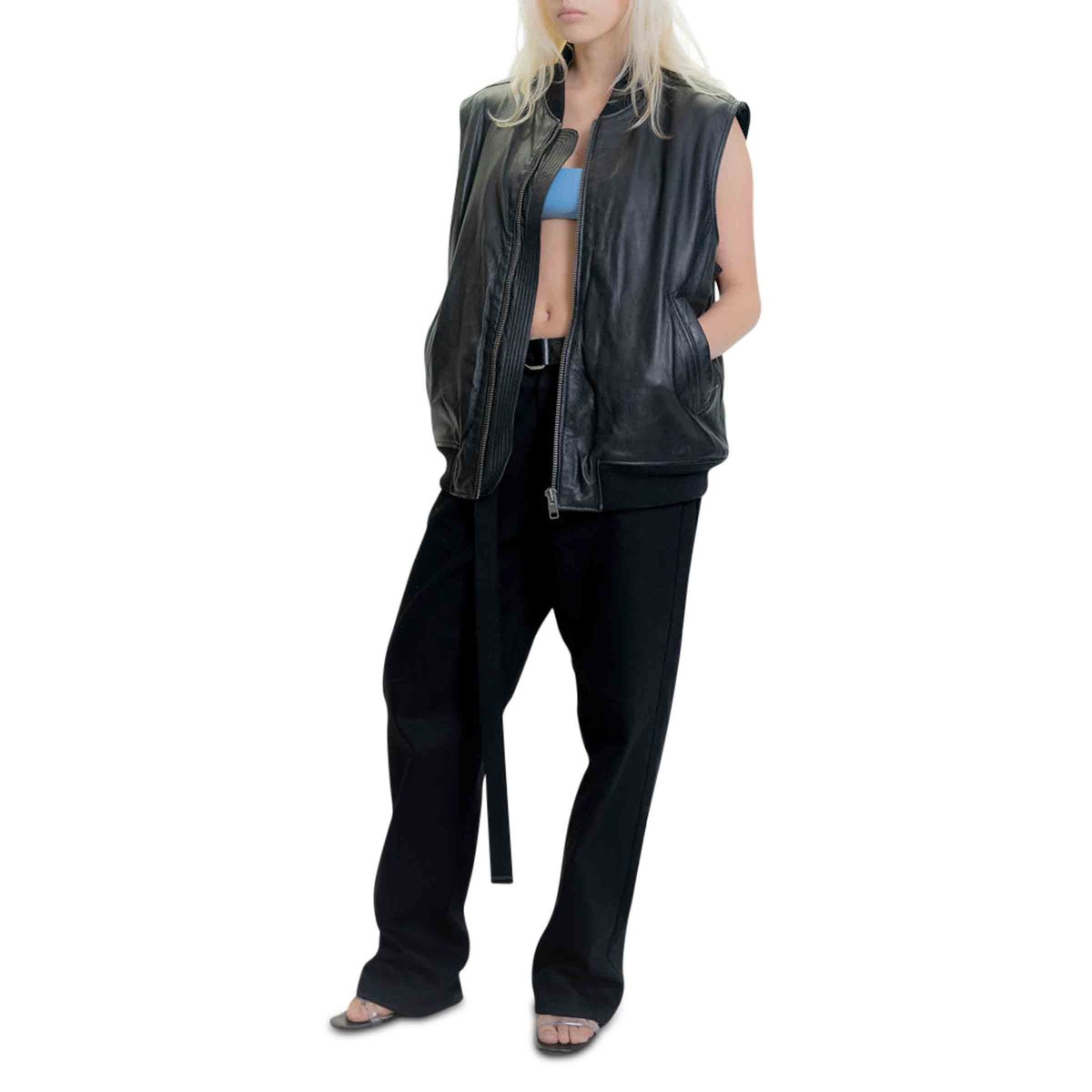 LEATHER BOMBER VEST Black | SUBTYPE