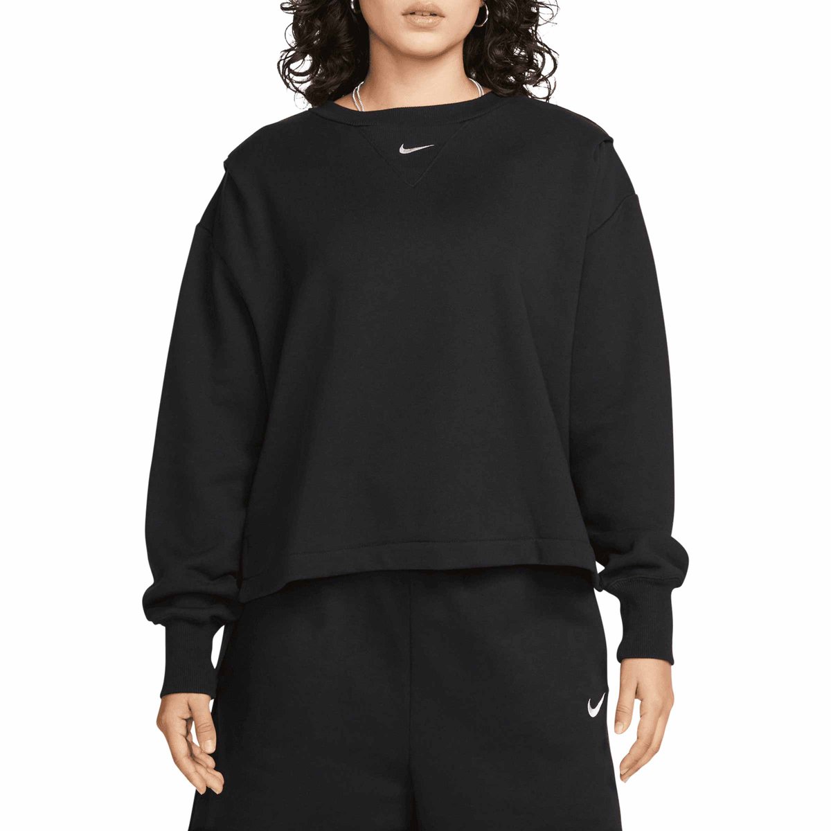 W NSW NK MDRN FLC FT OS CREW BLACK/FLAT PEWTER | SUBTYPE