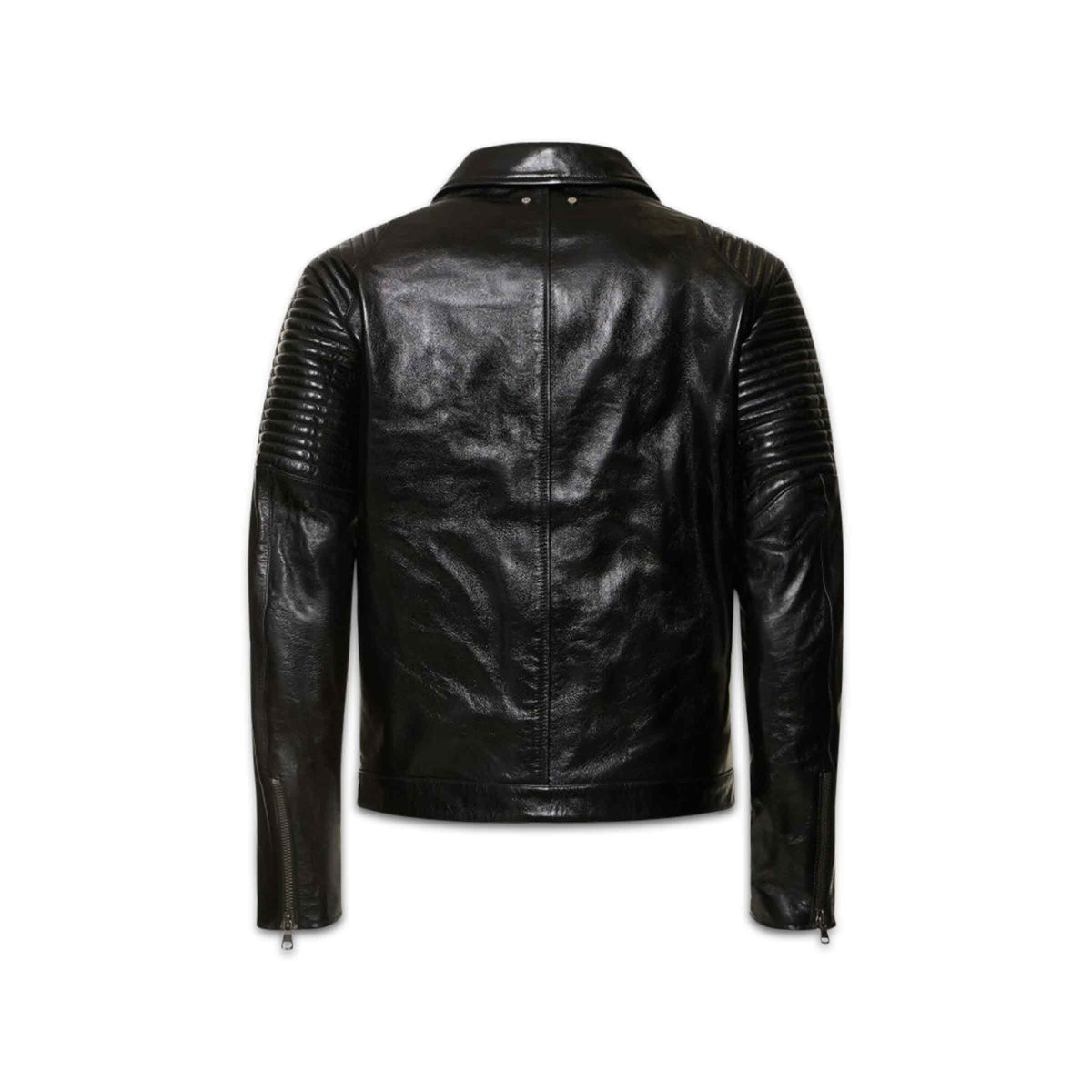 Checkerboard Patchwork Leather Biker Jacket Checkerboard Patchwork Leather Biker Jacket Black ...