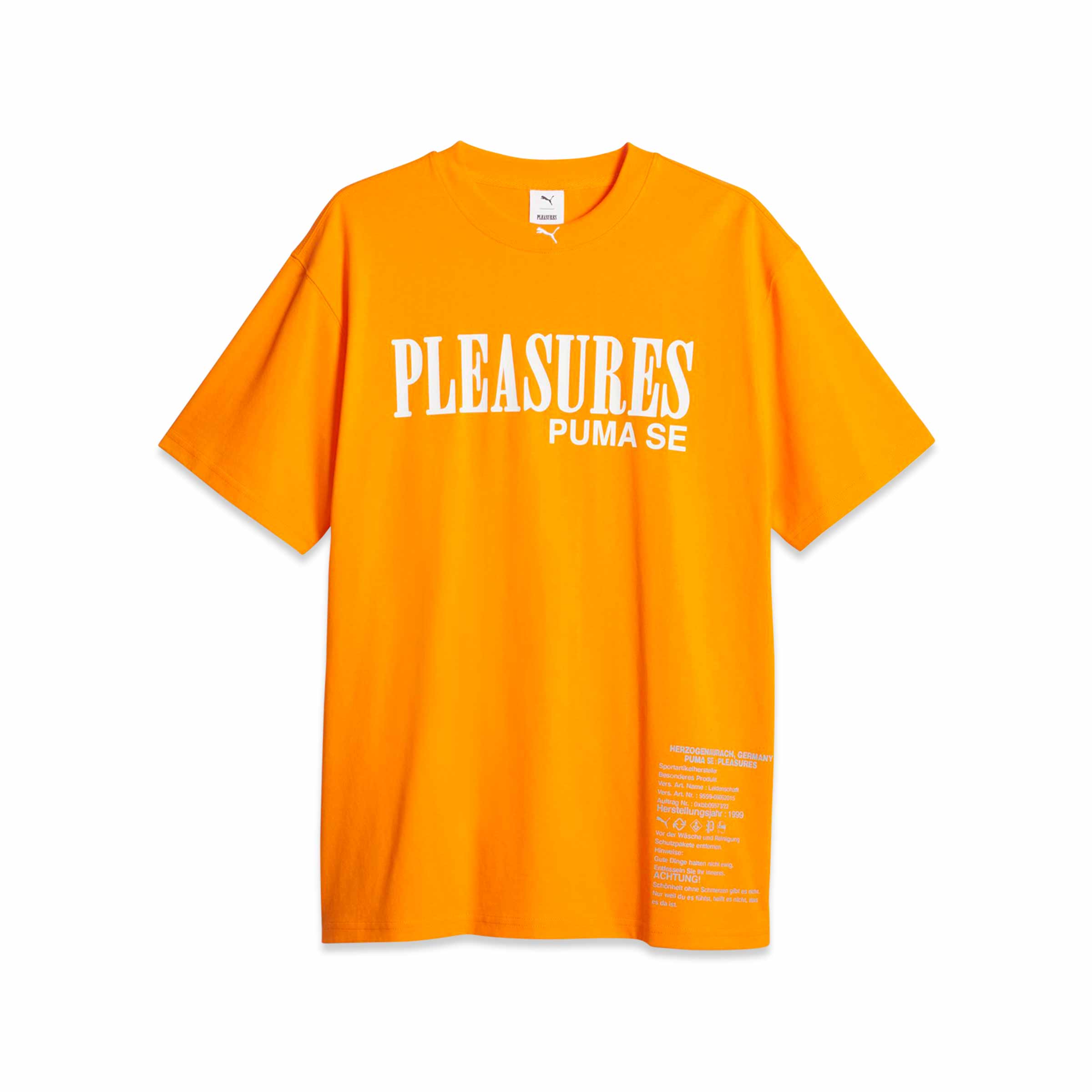 x PLEASURES Typo Tee Orange Glo | SUBTYPE