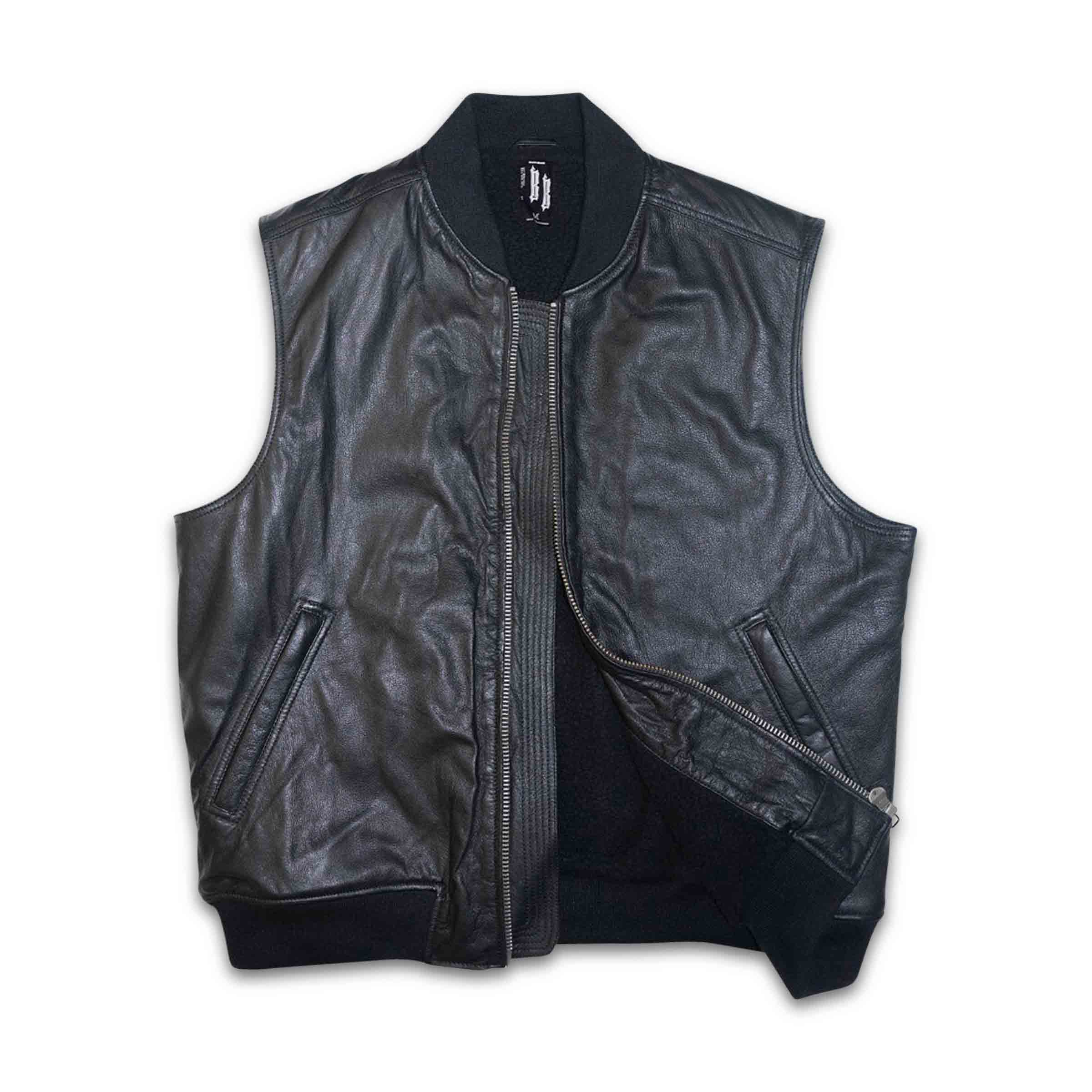 LEATHER BOMBER VEST Black | SUBTYPE