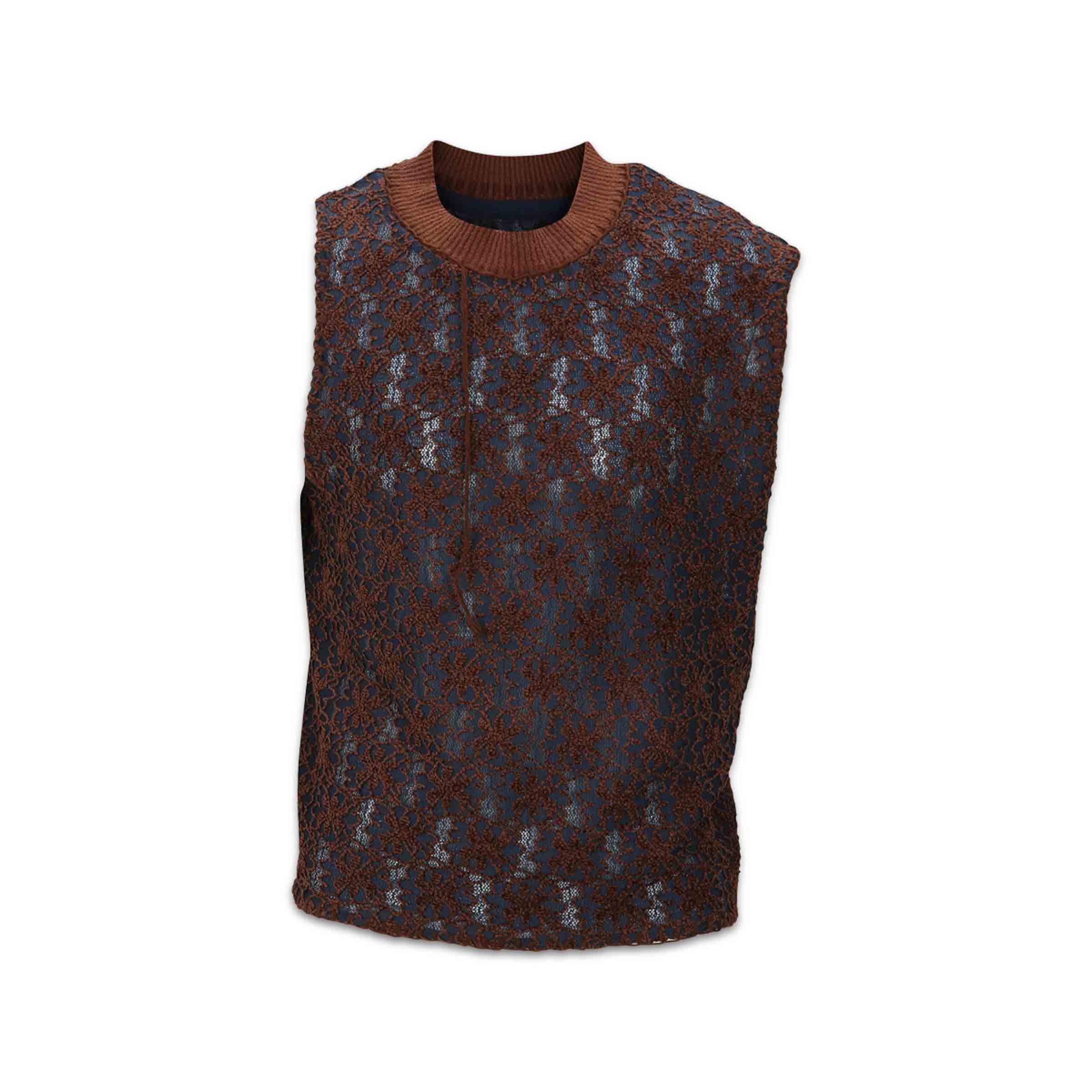 FLOWER ASH VEST Navy/Brown | SUBTYPE