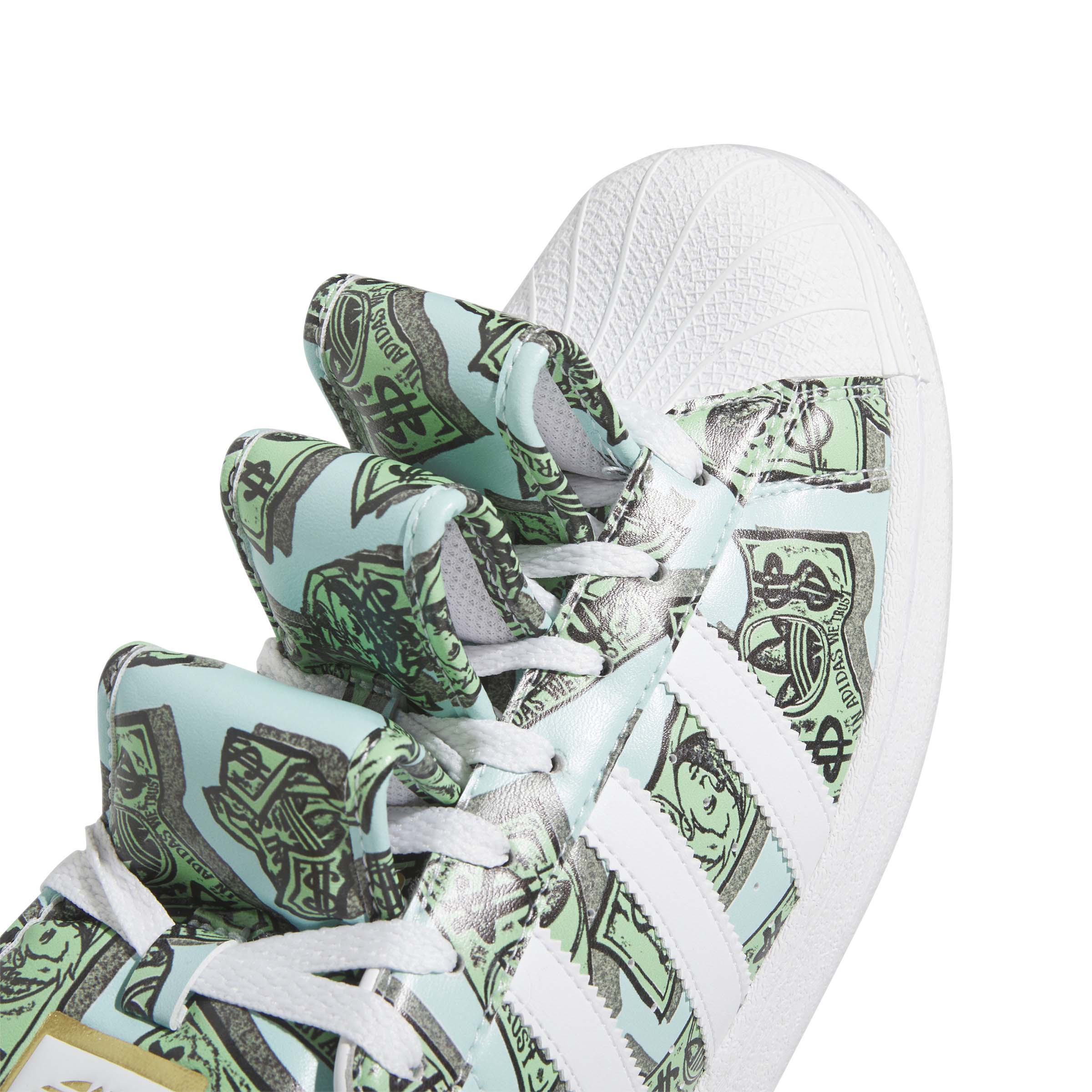 adidas JS MONEY SUPERSTAR FTWR WHITE/FTWR WHITE/GOLD MET White & Gold ...